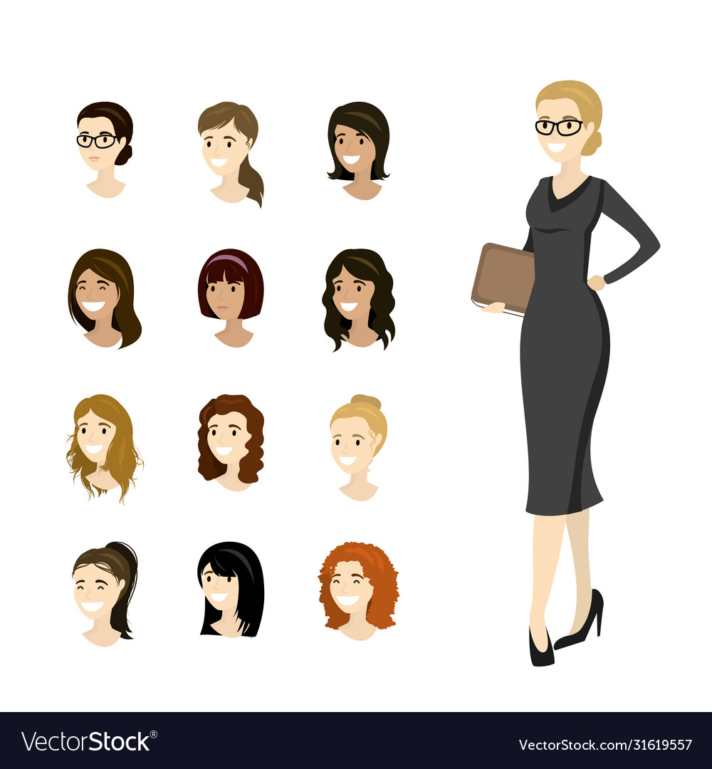 Business woman and collection european female Vector Image