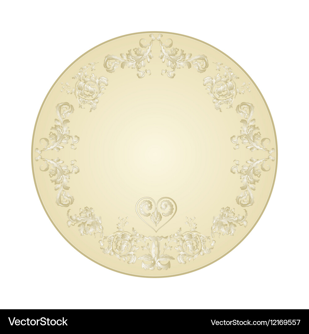 Button circular festive with a heart filigree Vector Image