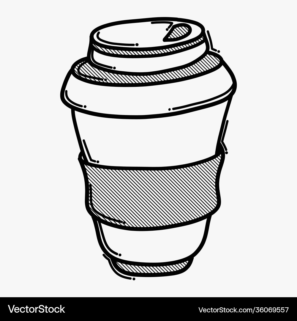Coffee takeaway doodle icon drawing sketch hand Vector Image