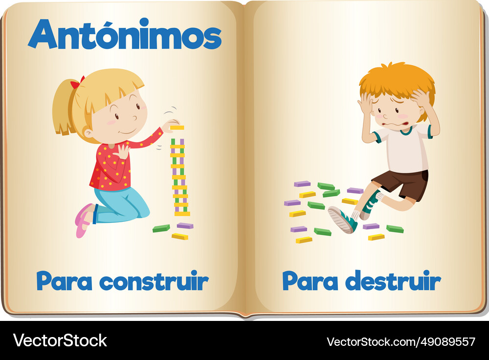 Education antonyms building and destroying in Vector Image
