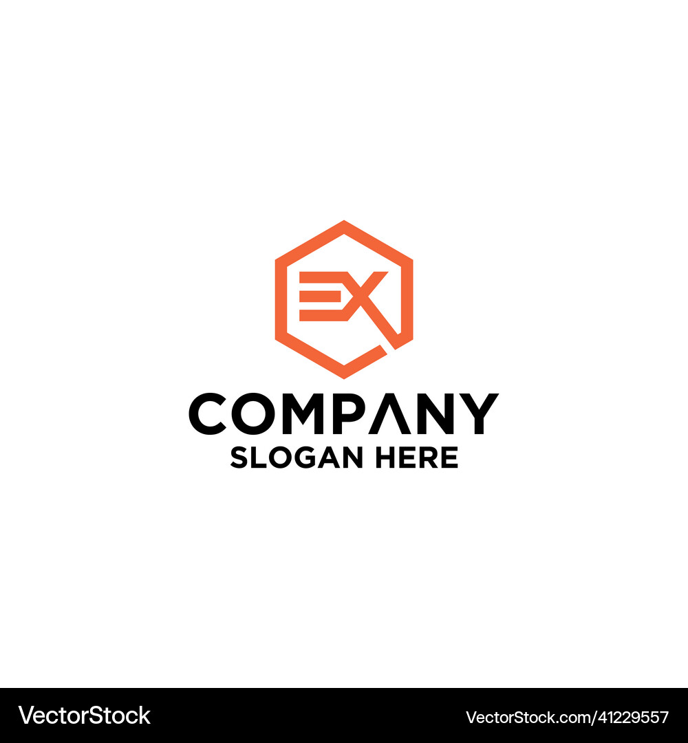 Ex initial hexagon letter logo template Royalty Free Vector