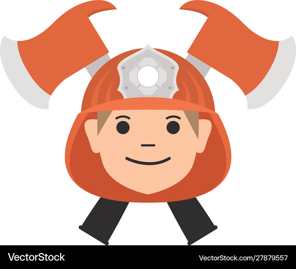 Firefighter head with helmet and axes flat style Vector Image