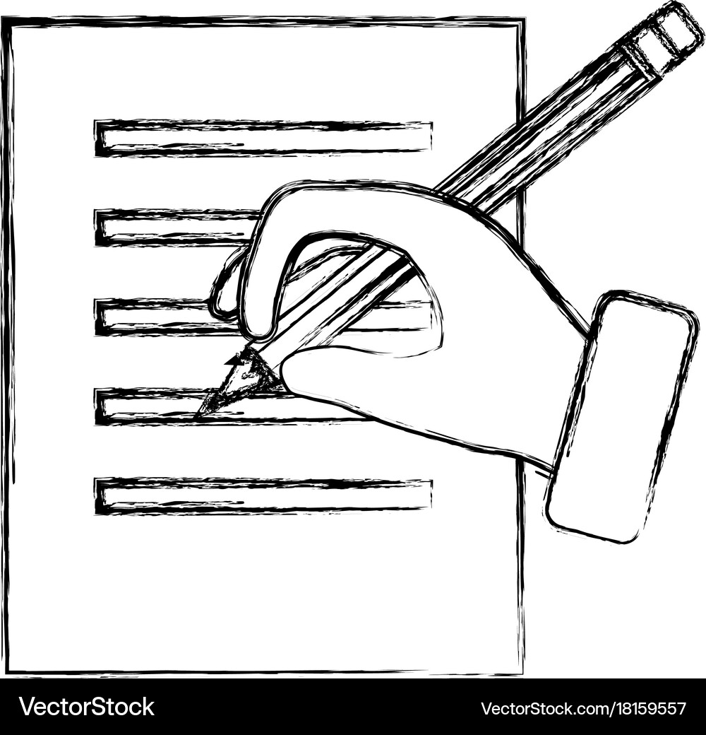 Hand human with pencil writing isolated icon Vector Image