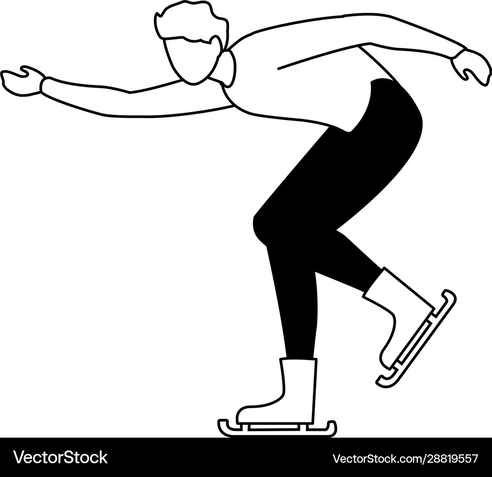 Man practicing figure skating on white background Vector Image