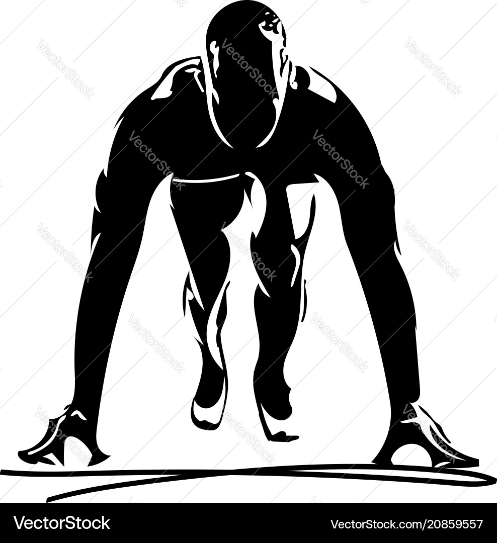 Man ready to run on the track Royalty Free Vector Image