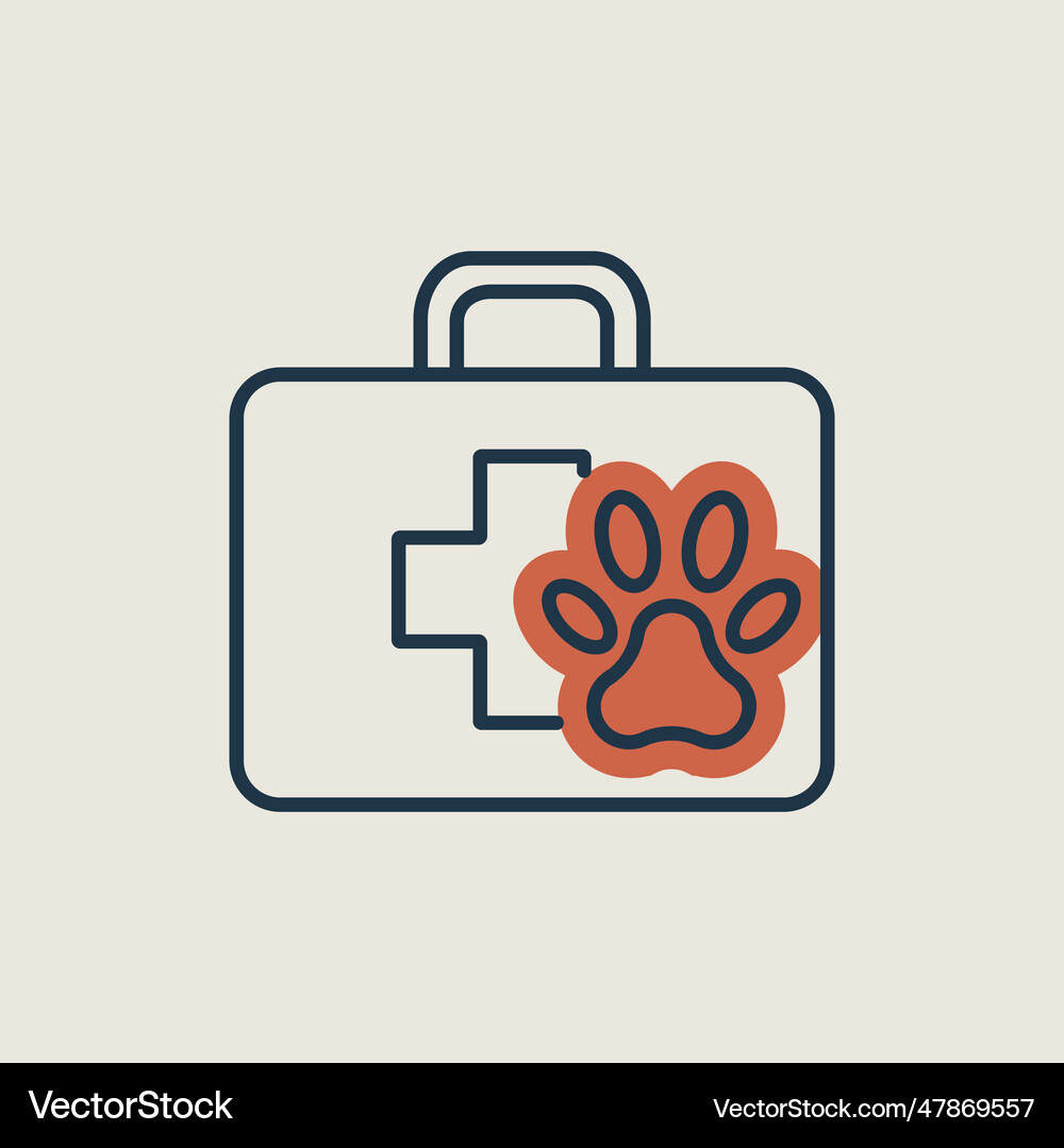 Pet first aid kit isolated icon clinic box Vector Image