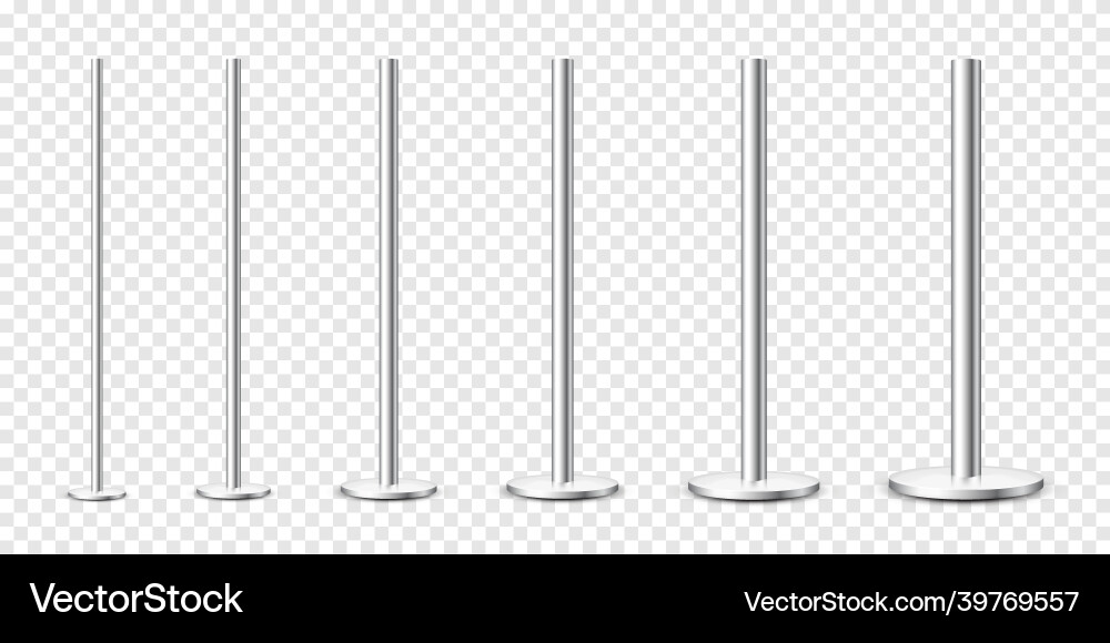 Realistic metal poles collection isolated Vector Image