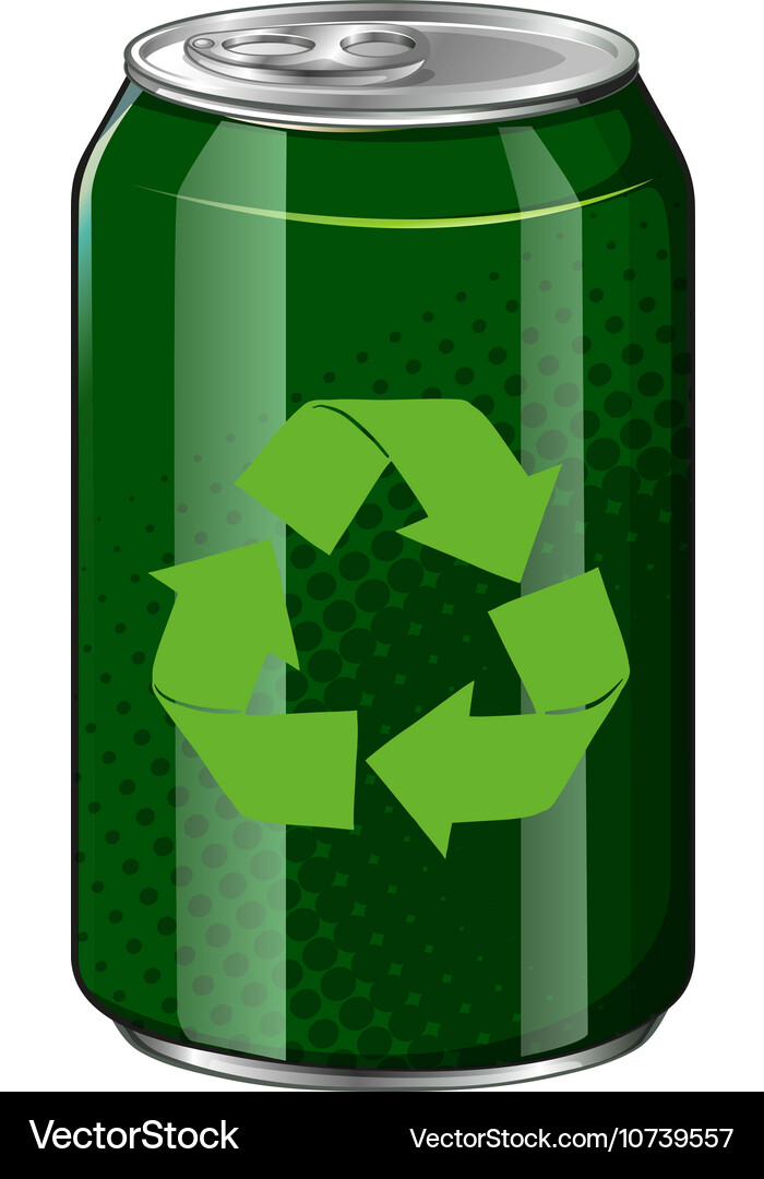 Recycle symbol on green can Royalty Free Vector Image