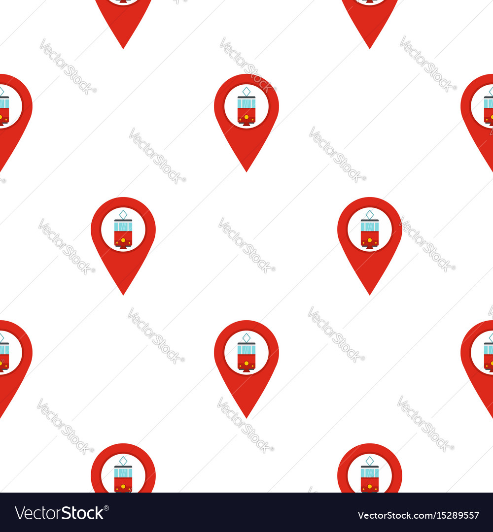Red map pointer with tram symbol pattern flat Vector Image