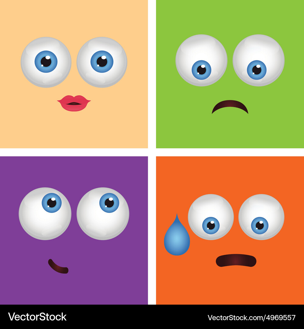 Set abstract facial expressions on colored Vector Image