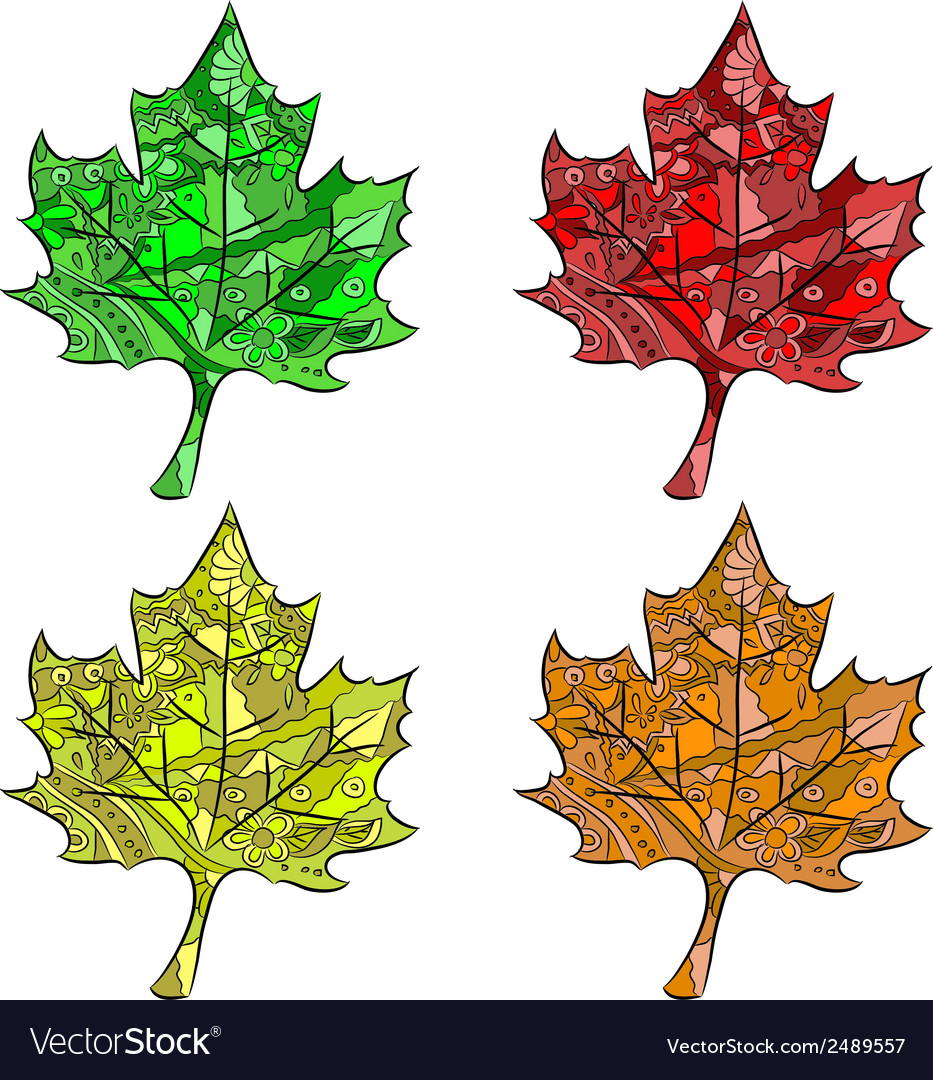 Set maple leaves Royalty Free Vector Image - VectorStock