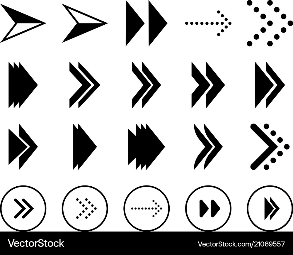 Set of simple black arrows Royalty Free Vector Image