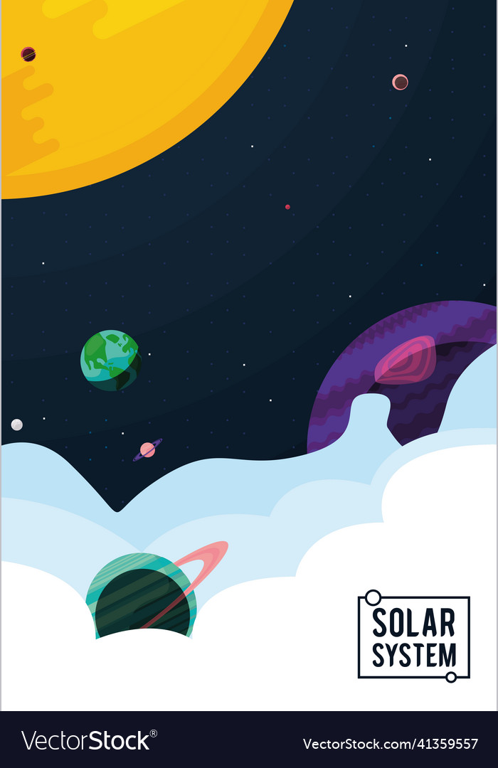 Solar system lettering with planets Royalty Free Vector