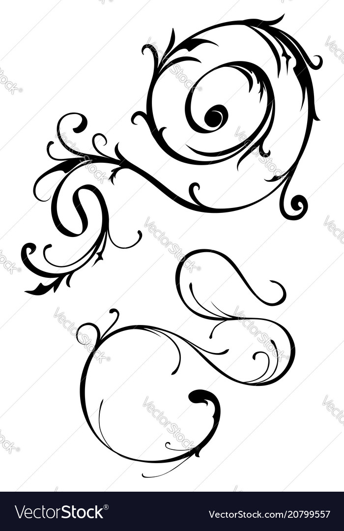 Thin scroll element pair Royalty Free Vector Image
