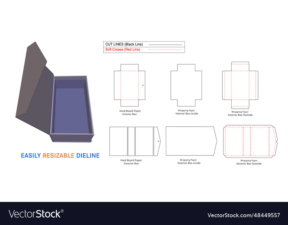 Triangle face rectangular luxury rigid box Vector Image