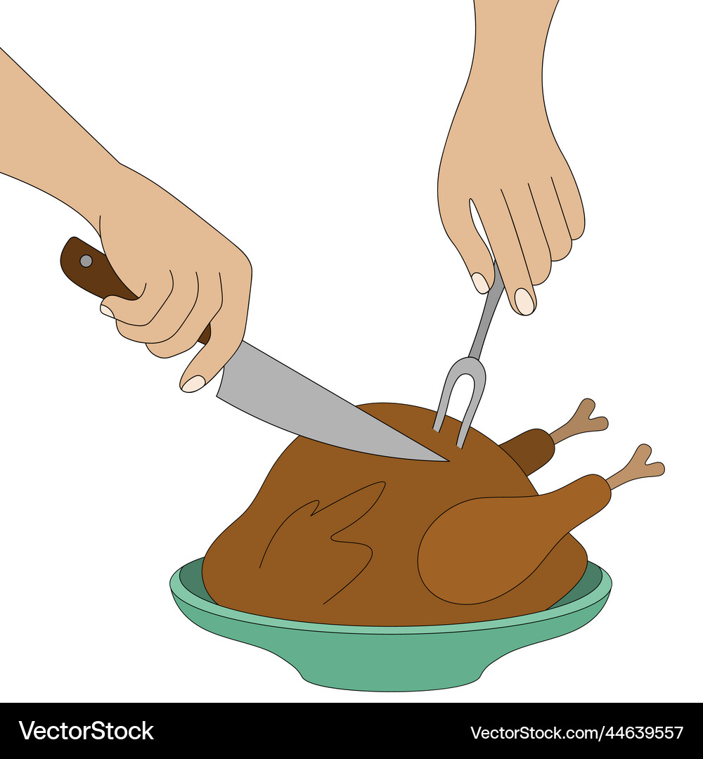Turkey fried chicken cut hands european Royalty Free Vector