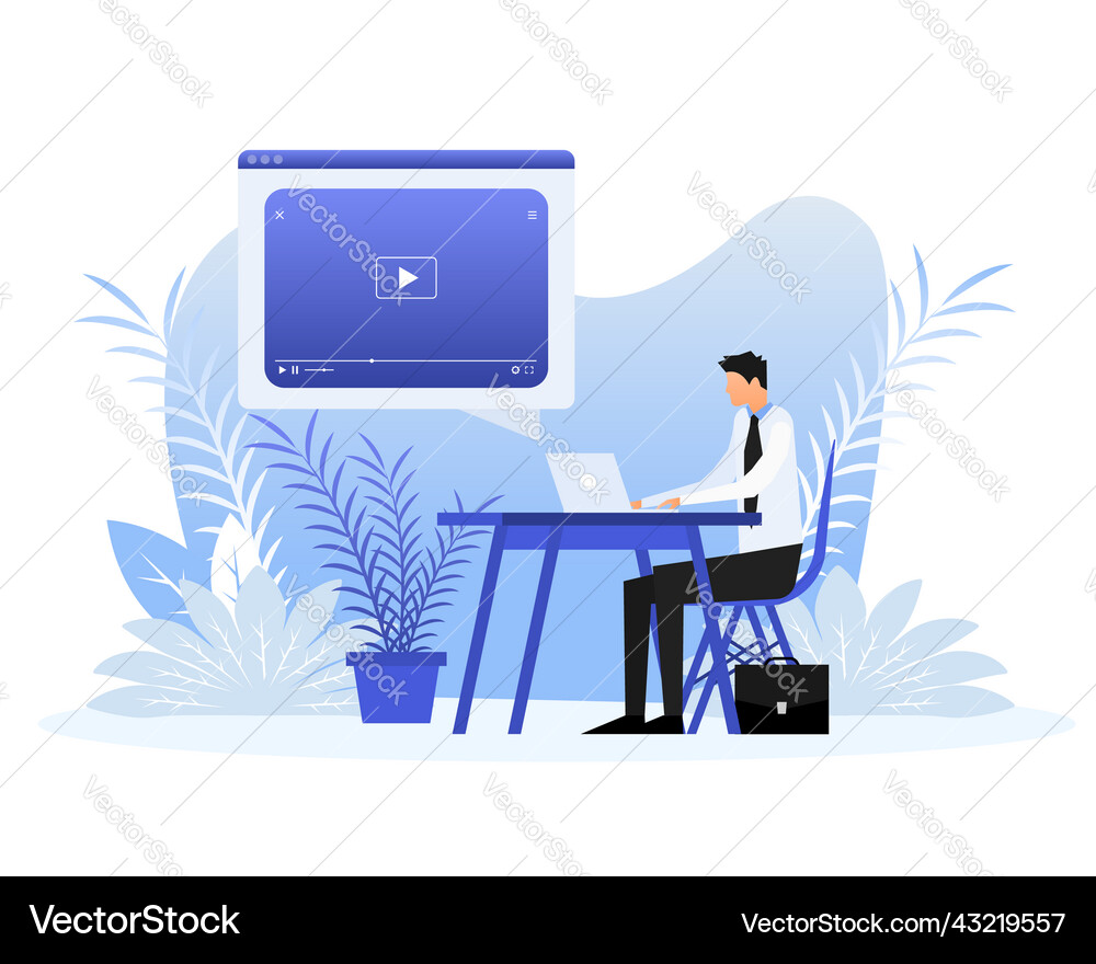 Video play people cartoon Royalty Free Vector Image
