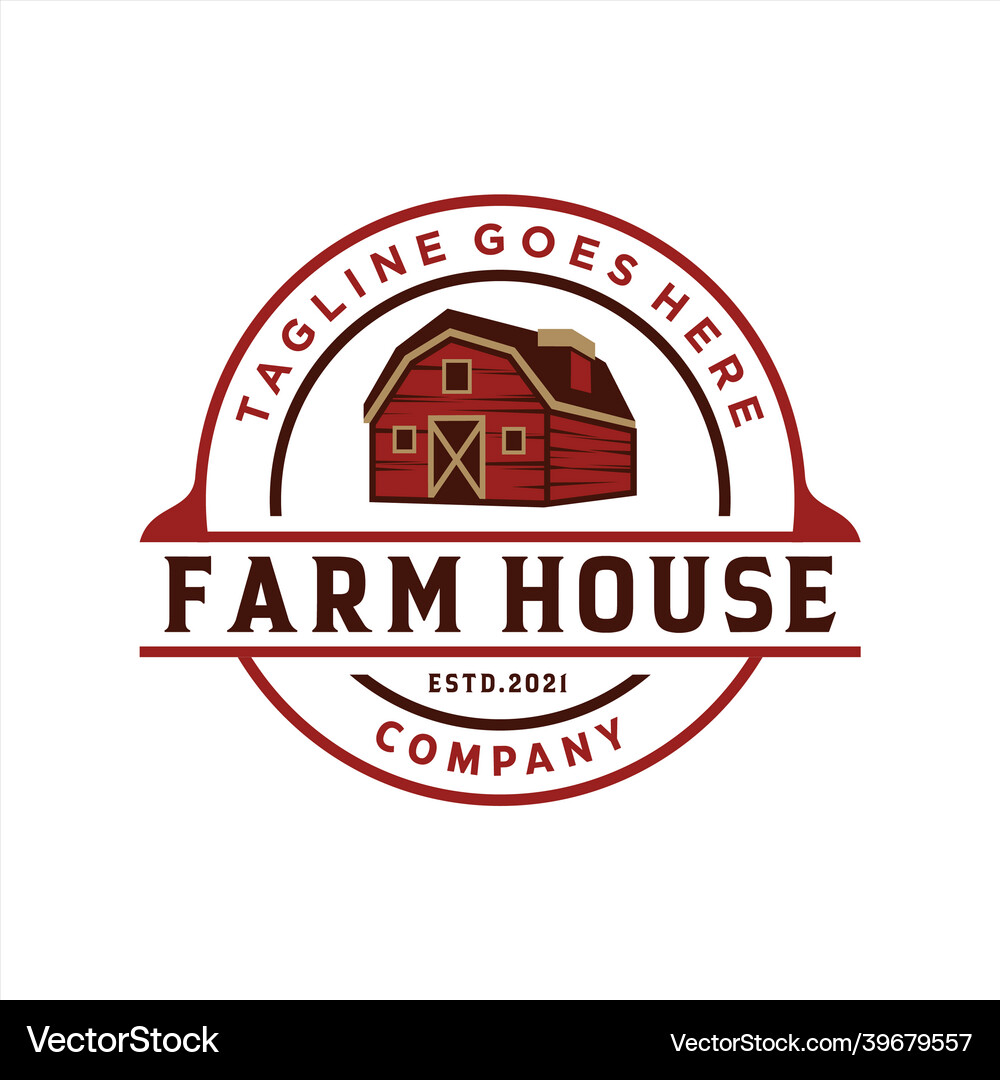 Vintage farm house creative logo design Royalty Free Vector