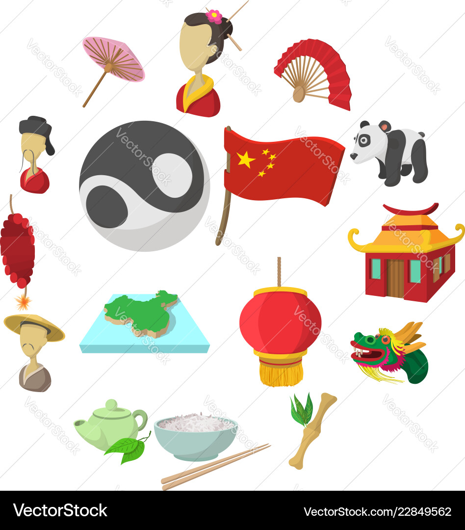 China cartoon icons Royalty Free Vector Image - VectorStock