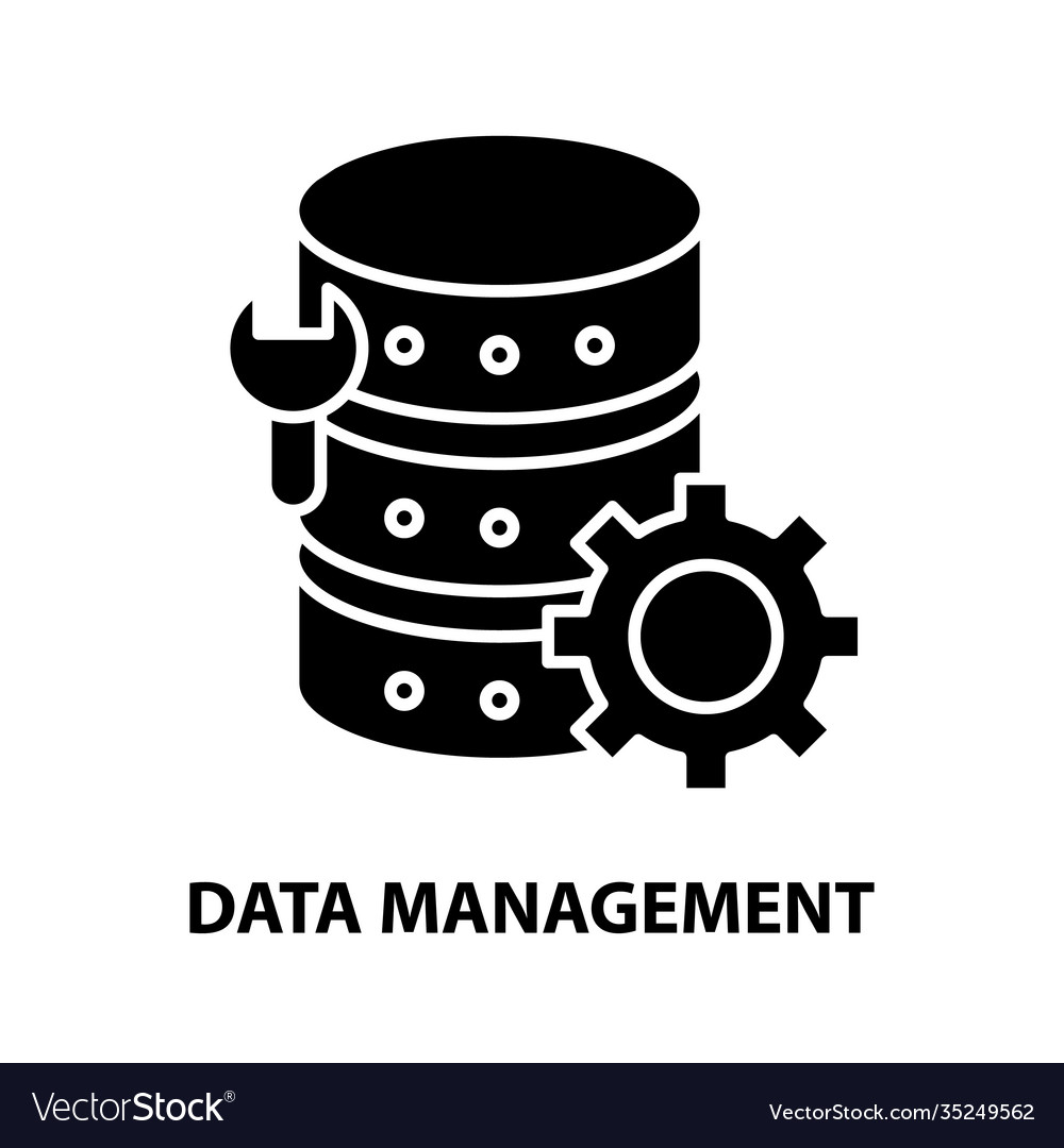 Data management sign icon black Royalty Free Vector Image