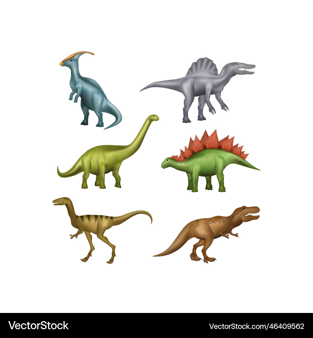Dinosaurs realistic gigantic wild prehistorical Vector Image
