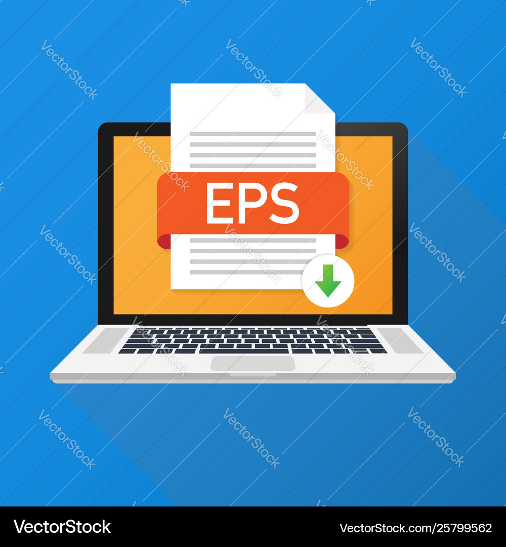Download eps button on laptop screen downloading Vector Image