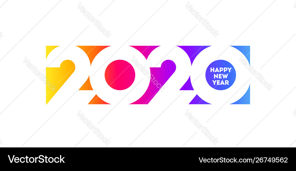 Happy new year 2020 logo on rainbow gradient Vector Image