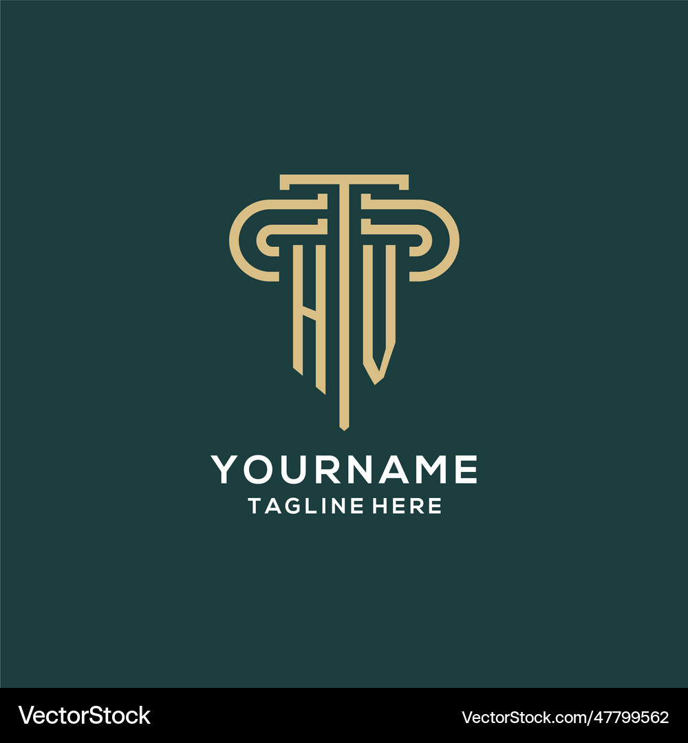Initial hv pillar logo elegant and luxury law Vector Image