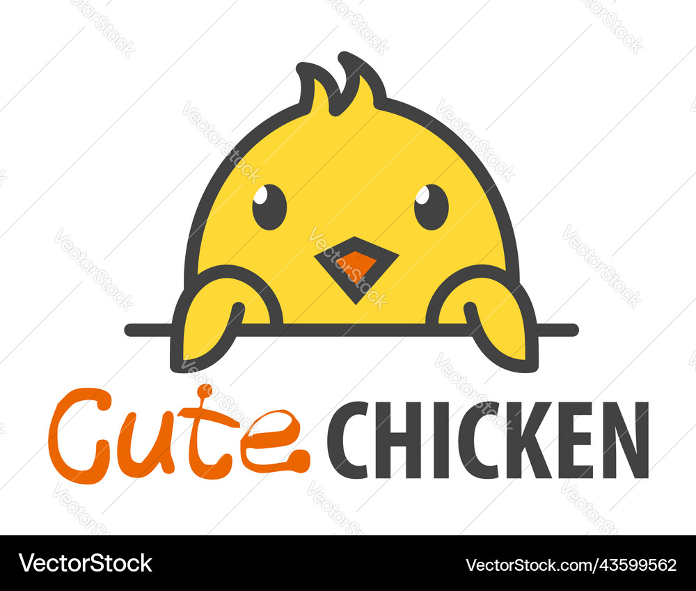 Logo template with cute curious little yellow Vector Image