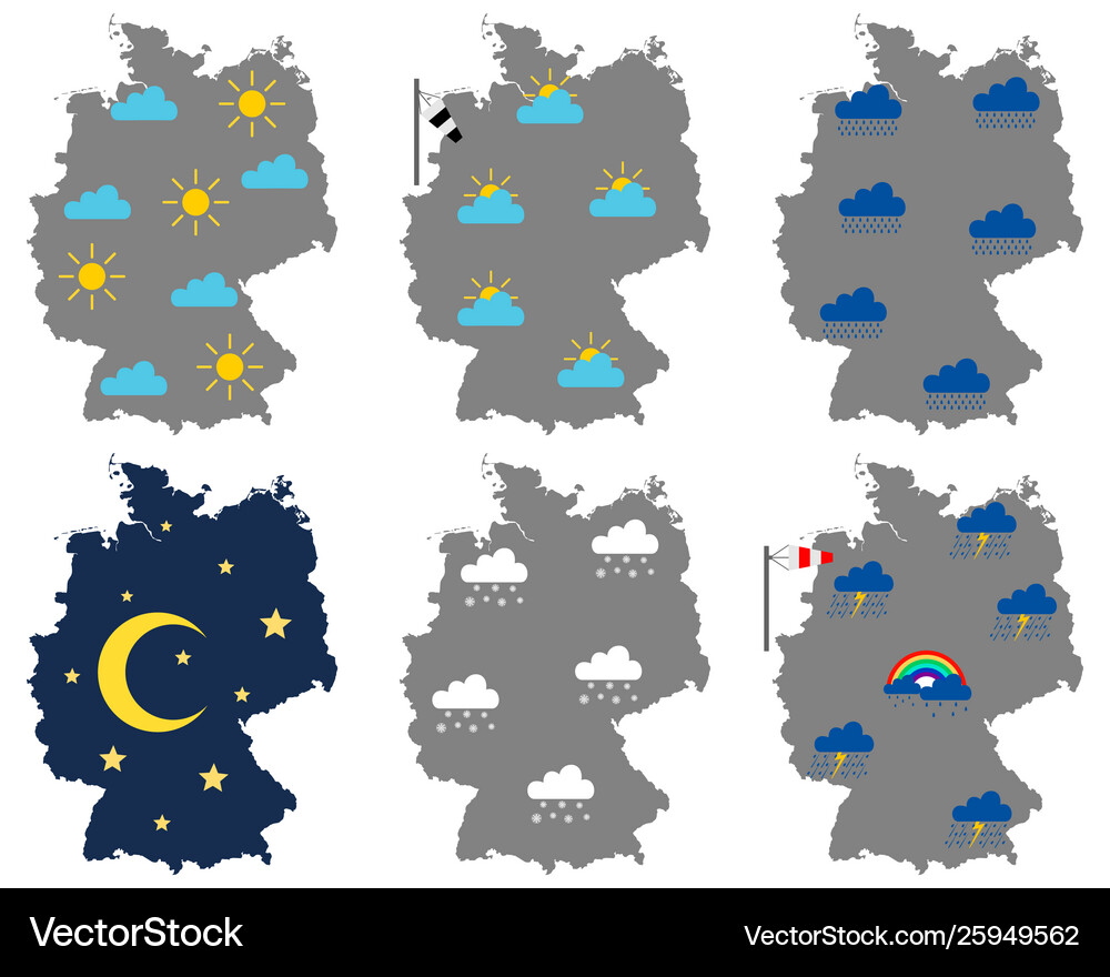 Maps germany with various weather symbols Vector Image