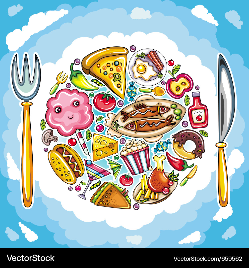Planet of food Royalty Free Vector Image - VectorStock