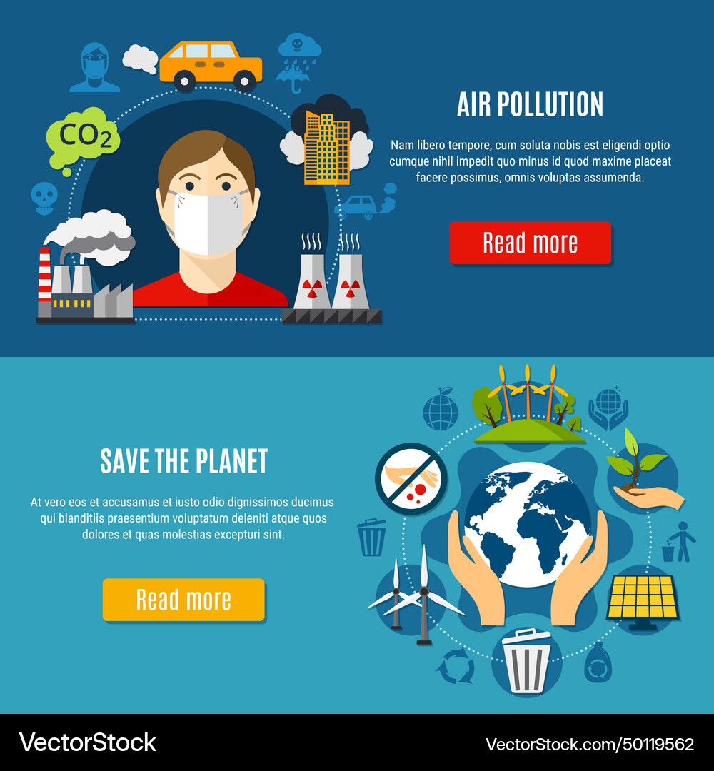 Pollution banners set Royalty Free Vector Image