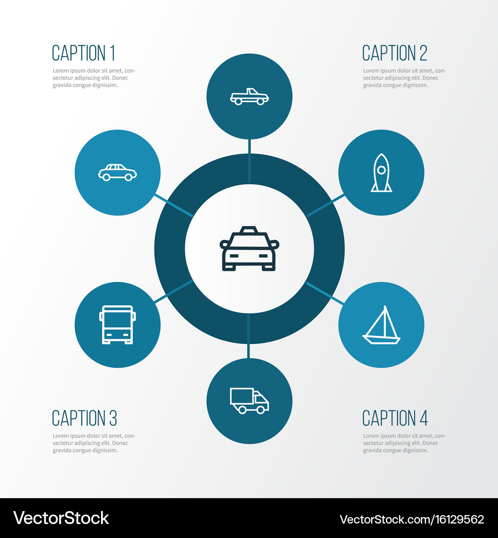 Transportation outline icons set collection Vector Image