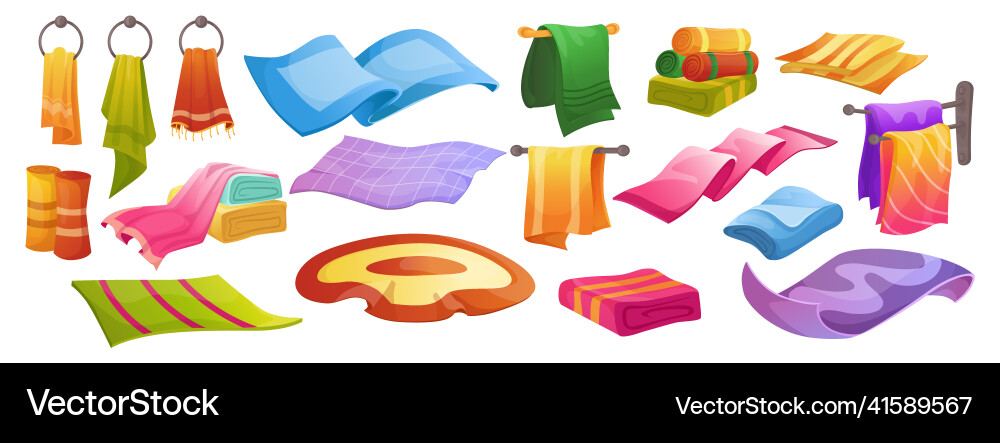 Blanket and rug cartoon kitchen bathroom Vector Image