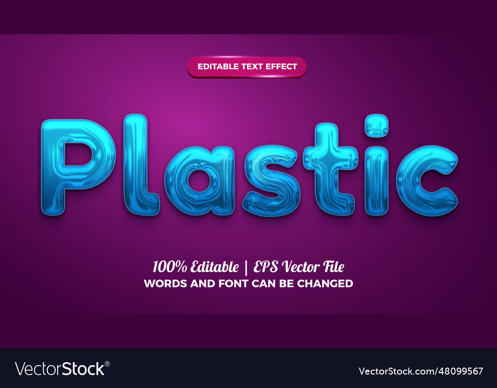 Blue plastic 3d editable text effect Royalty Free Vector
