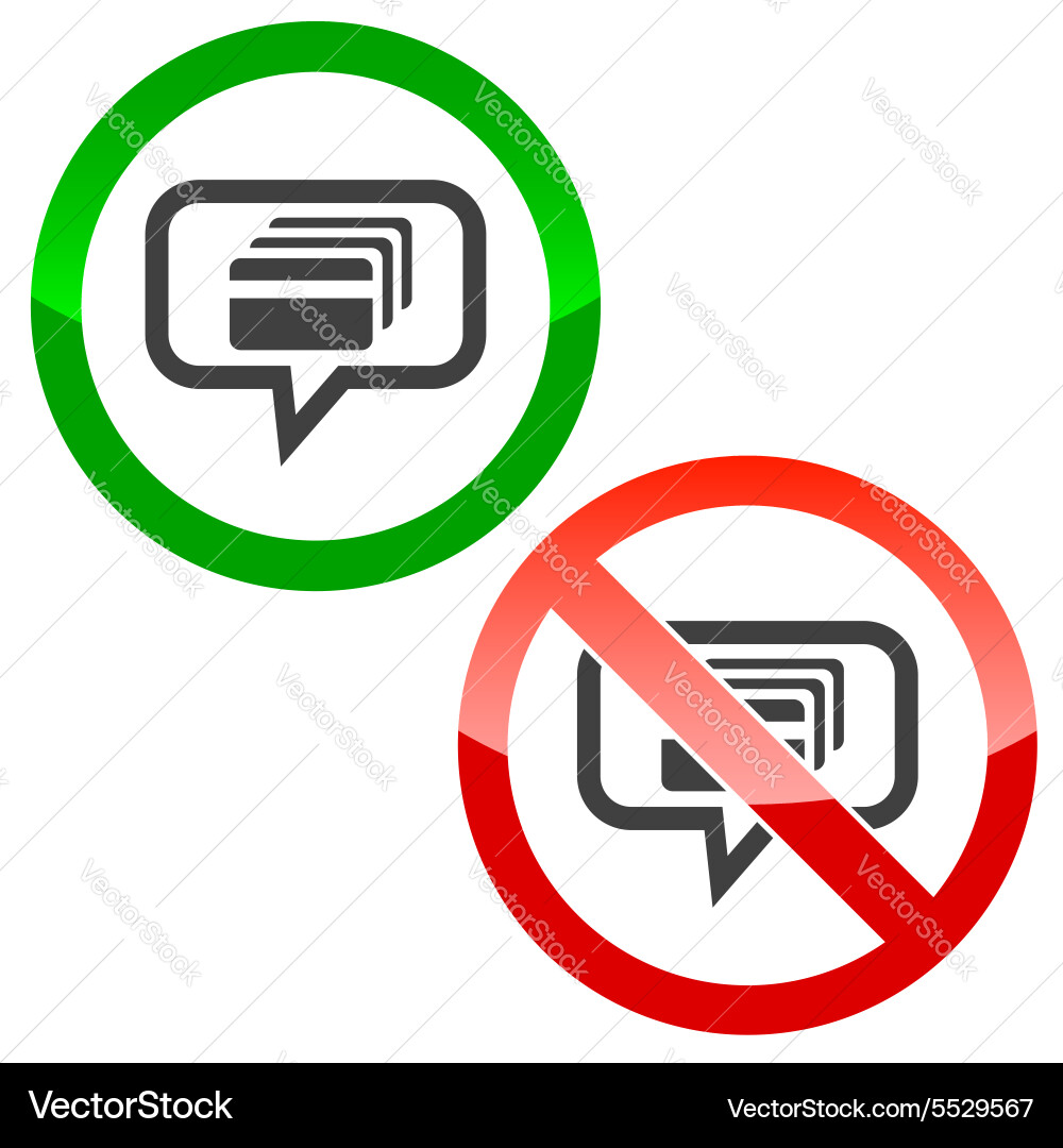 Credit card message permission signs Royalty Free Vector