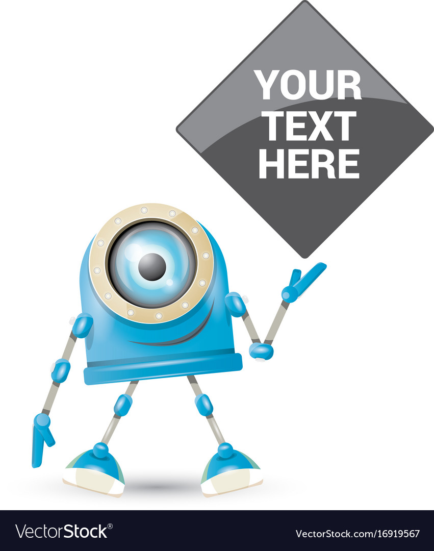 Funny cartoon blue robot character Royalty Free Vector Image Funny cartoon blue robot character Royalty Free Vector Image