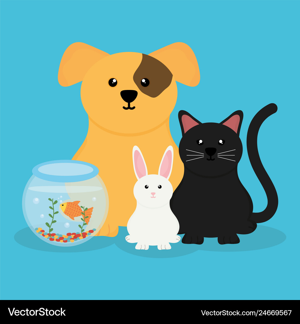 Group of cute pets characters Royalty Free Vector Image