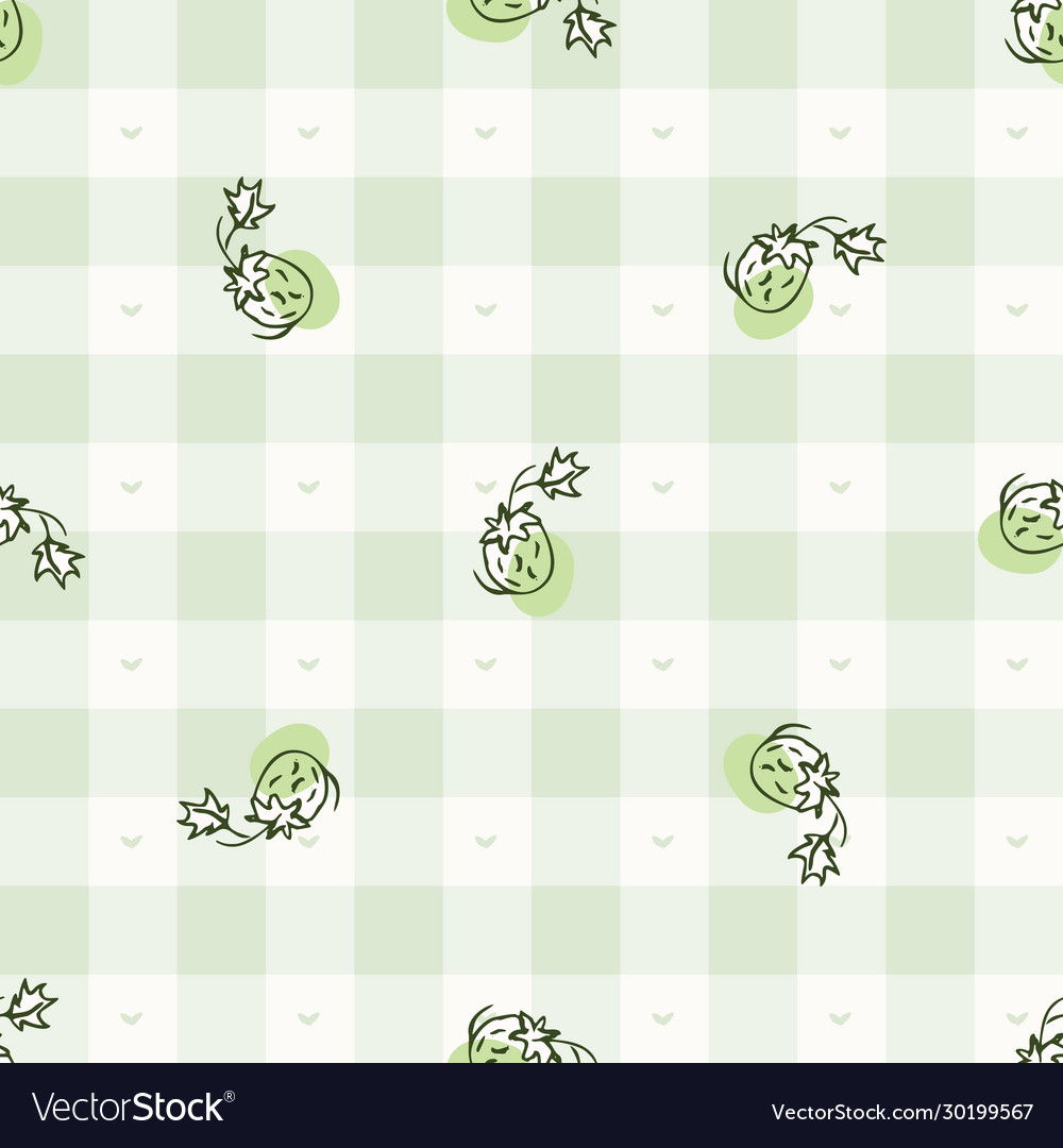 Hand drawn whimsical strawberry gingham seamless Vector Image