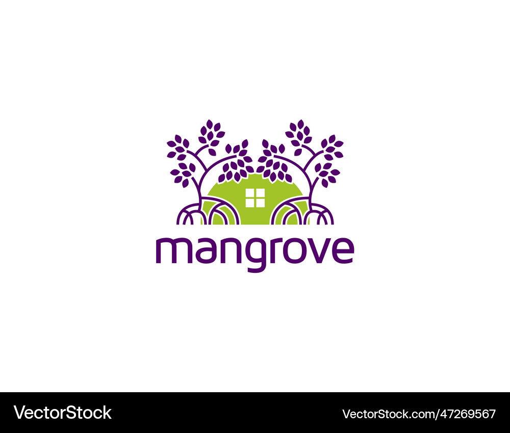 Mangrove tree house or home logo concept Vector Image