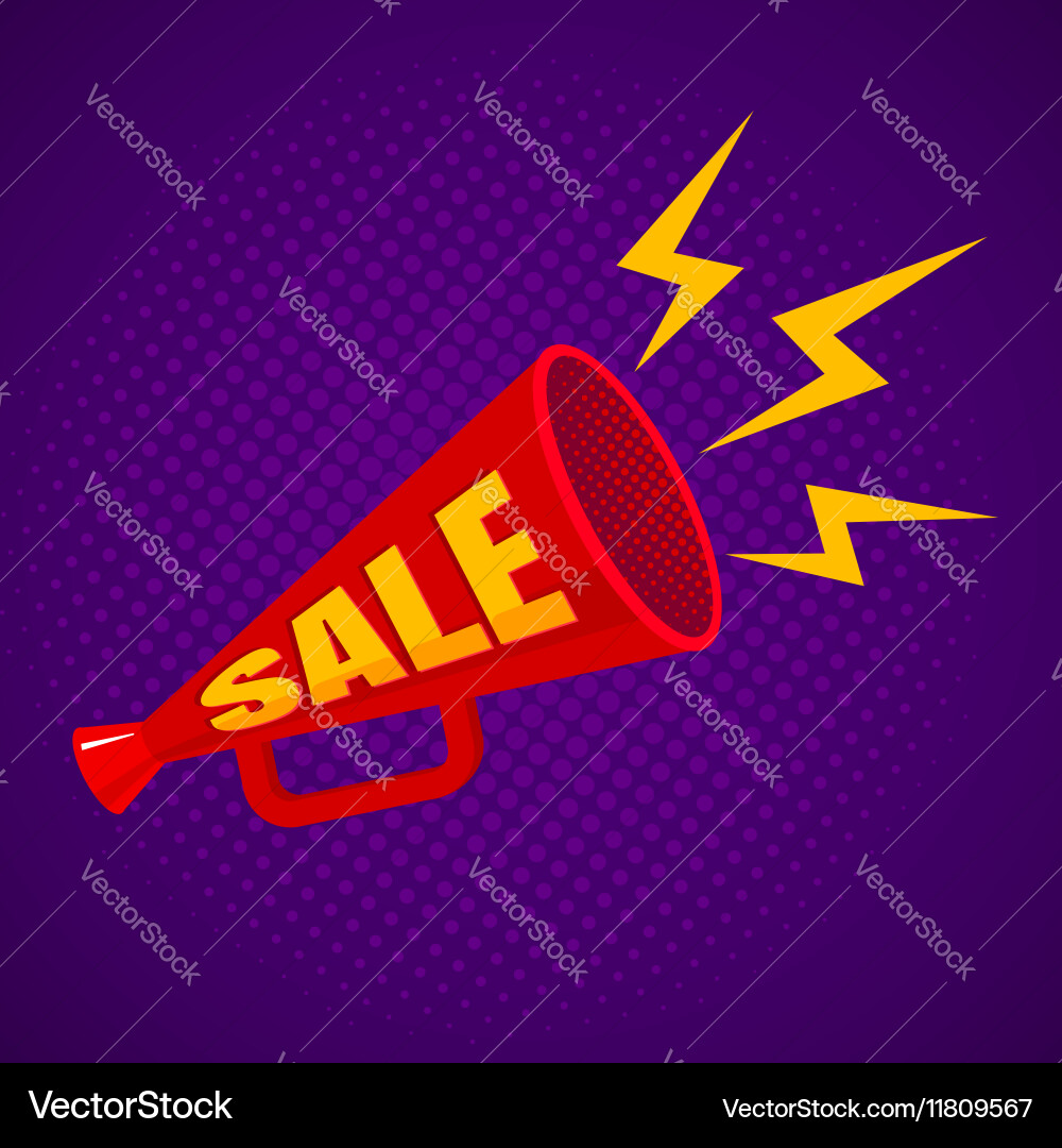 Megaphone sale purple Royalty Free Vector Image