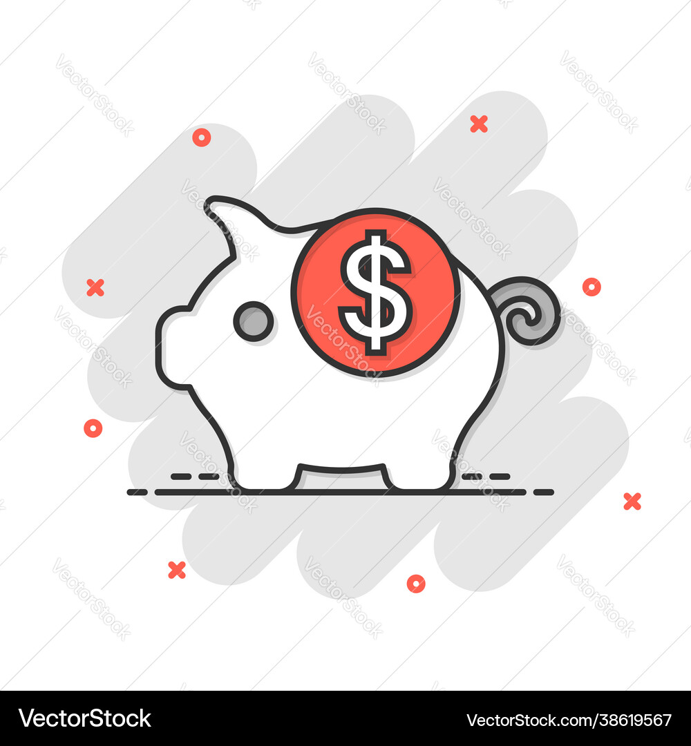 Money box icon in comic style pig container Vector Image