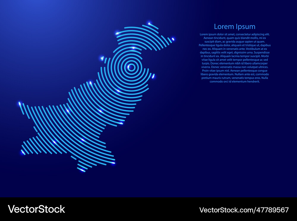 Pakistan map from futuristic concentric blue Vector Image