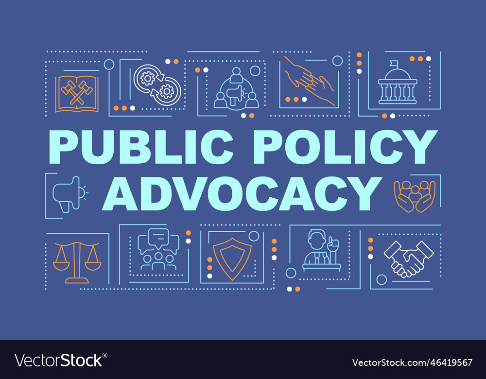 Public policy advocacy word concepts dark blue Vector Image Public policy advocacy word concepts dark blue Vector Image