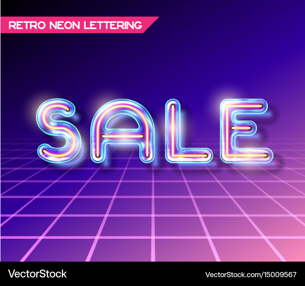 Retro glass neon lettering Royalty Free Vector Image