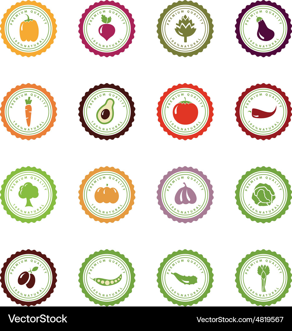 Set of labels with vegetables Royalty Free Vector Image