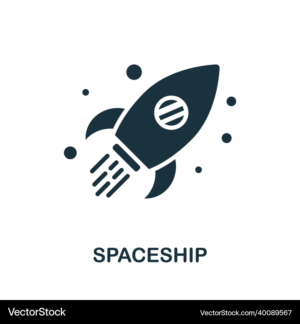 Spaceship icon monochrome sign from space Vector Image