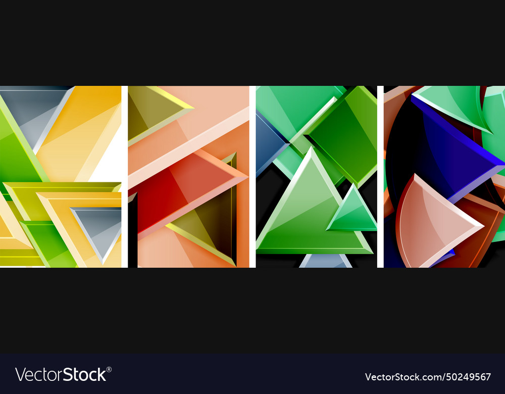 Triangle composition poster background set Vector Image