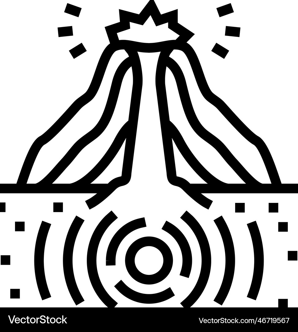 Volcanic earthquake disaster line icon Royalty Free Vector