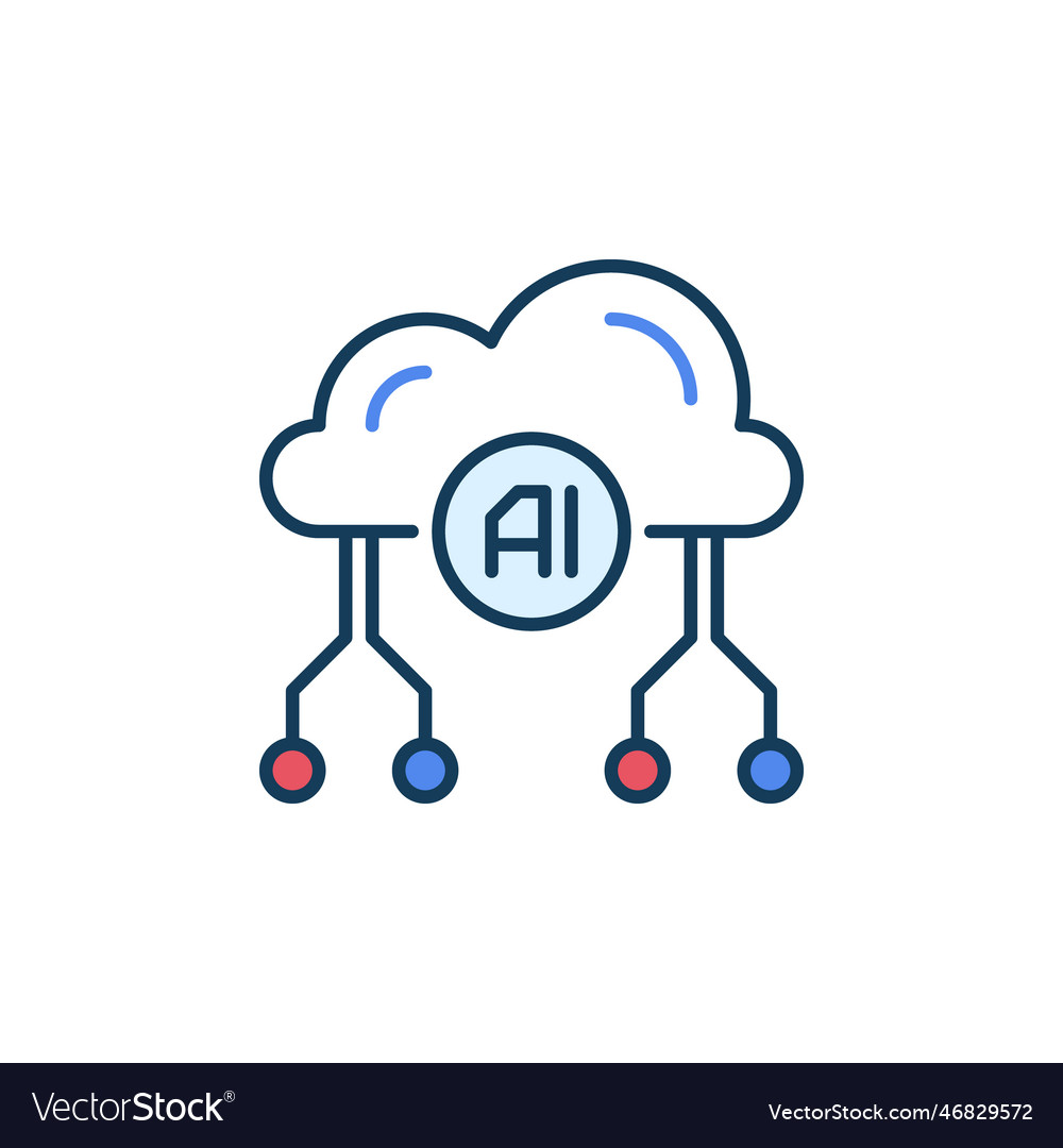 Artificial intelligence cloud ai concept colored Vector Image
